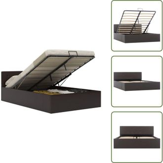 vidaXL Bett mit Bettkasten Hydraulisch Grau Kunstleder 140x200 cm - Doppelbett - Bettsofa - Boxspringbett - Schlafraumgestaltung - Moderner Stil