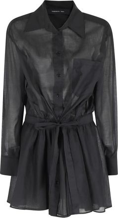 Federica Tosi Femme, Robes, Noir, Taille: 40 FR Mini Robe en Mousseline