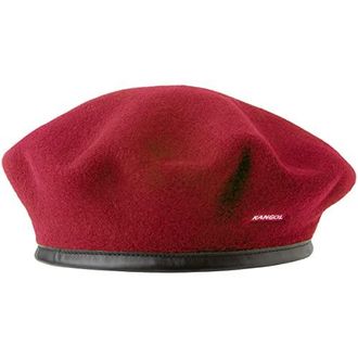 Kangol Beret Monty Femme/Homme - Basque en Laine avec Passepoil Printemps-ete Hiver - M (56-57 cm) Rouge
