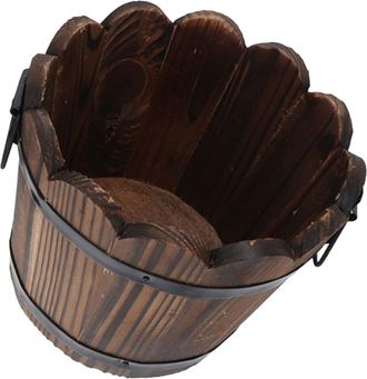 Hemoton Kleiner Holz Pflanztopf Mit Drainagelöchern Für Kartoffeln Und Gemüse Rustikaler Gartenkübel Für Balkon Und Terrasse Langlebiger Blumen Gemüsebaum Küb