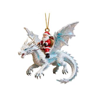 Generic Weihnachtsmann - Drachendekoration montiert auf Weihnachtsmann in 2D | Christbaumschmuck f&uuml;r Ferienhaus, Wand, Fenster, Rucksack, Feier, Schaufenster