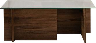 DRAWER Drawer - Table basse en verre trempé et bois - Bois foncé - Cubix ii