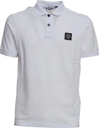 Stone Island Homme, Tops, Blanc, Taille: XL Polo en coton avec logo