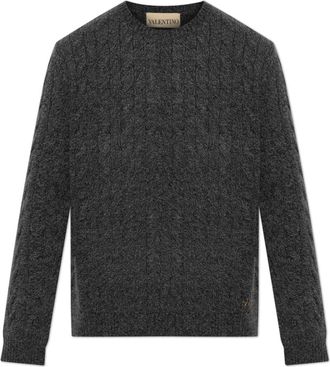 Valentino Garavani Femme, Pulls, Gris, Taille: 40 FR Pull en laine avec tricot d&eacute;coratif