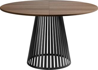 Mirjan24 Ausziehbarer Esstisch Cumair 100, Runder Esszimmertisch für 4-6 Personen, Beine aus Stah, Praktischer Tisch für Küche, Geeignet für Wohnzimmer (Nuss F