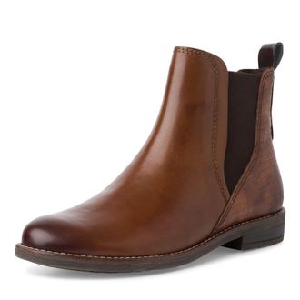 Marco Tozzi Damen Chelsea Boots mit Lederanteil zum Schlupfen, Braun (Cognac Comb), 36 EU