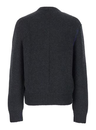 Burberry Mens Grey Cashmere Sweater With Equestrian Knight Motif Tops Top