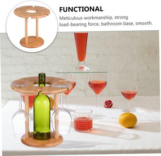 PartyKindom Holz Weinregal mit Glashalterung Stabiles Tisch Wein Hängeregal für Wohnzimmer Küche Bar Praktischer Weinglashalter zur Stilvollen Weinpräsentation un