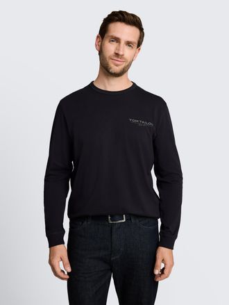 Tom Tailor Langarmshirt TOM TAILOR, Herren, Gr. XXL, navy, Single Jersey, Obermaterial: 100% Baumwolle, bedruckt, regular fit h&uuml;ftbedeckend, Rundhals, abgesteppt