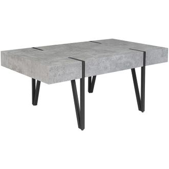 Beliani Beliani - Table basse rectangulaire effet b&eacute;ton - Pieds noirs - Dimensions 100x60x43cm - Style industriel moderne - Construction durable en MDF et