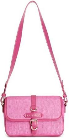Caf&egrave;noir Sac Bandouli&egrave;re &Agrave; Rabat En Paille, Pour Femme, Couleur Rose, Taille Taille Unique