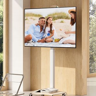 Generic Rollbarer, mobiler TV-St&auml;nder - H&ouml;hen- und breitenverstellbarer TV-Wagen mit stabilem Fu&szlig; und Kabelorganisator, ideal for Heimkino und B&uuml;robesprechung