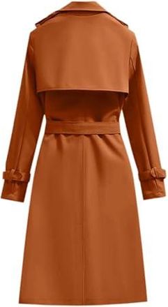 Generic Femme Trench-Coat &agrave; Double Boutonnage El&eacute;gant Manches Longues Automne Hiver Revers Veste Longue Manteau avec Ceinture n30