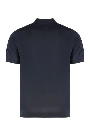 Drumohr Mens Knitted Cotton Polo Shirt Blue T-shirts And Polos