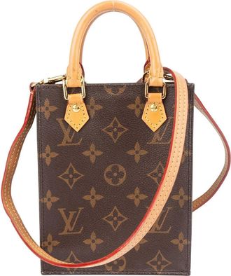 Louis Vuitton Crossbody Bags - Louis Vuitton Canvas Monogram Petit Sac Plat Handb - Gr. unisize - in Braun - f&uuml;r Damen