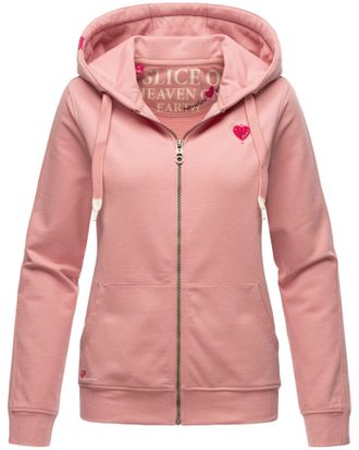 Navahoo Damen Sweatjacke mit Kapuze Hoodie Pullover Sweat Jacke B917 [B917-Cremet-Puder-Rosa-Gr.L]