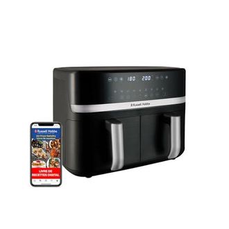 Russell Hobbs Air Fryer Rapid Air XXL (2 compartiments &agrave; 4,5 ou 9L total, Compact, silencieux, 9-en-1) Friteuse sans huile (&eacute;conome, tactile,gril,r&ocirc;tit et plus, pi&egrave;