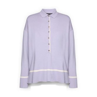 Elena Miro Polo-Shirt mit Kn&ouml;pfen und kontrastierenden Abschl&uuml;ssen - - Knitwear - Damen - Lila - M