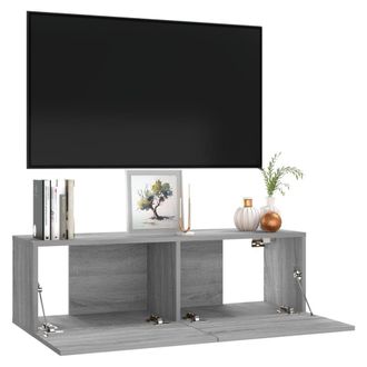 Generic TV Schrank mit 2 Klappt&uuml;ren, TV M&ouml;bel, H&auml;ngeboard, Lowboard, Fernsehschrank, Fernsehtisch, Sideboard, Holzwerkstoff(Wei&szlig; 80x30x30cm) (100x30x30cm)