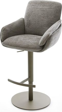DELIFE Barstuhl Luan-Flex Boucl&eacute; Soft Schlamm Drehfu&szlig; h&ouml;henverstellbar Metall Titanfarben, Barst&uuml;hle