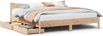 vidaXL Massivholzbett mit Schubladen 200x200 cm Kiefer Vidaxl