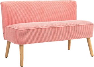 HOMCOM Sofa 2 Sitzer Couch, Kleine Loveseat mit Cord-Optik Modern Polstersofa für Wohnzimmer, Schlafzimmer, kleinen Raum, Rosa 117 x 56,5 x 77 cm