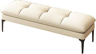 Generic Doppelschichtige Polsterbank 100 X 40 cm, Schuhbank Aus Massivholz Mit Metallbeinen for Schlafzimmer Und Wohnzimmer(Offwhite,100x40x45cm)