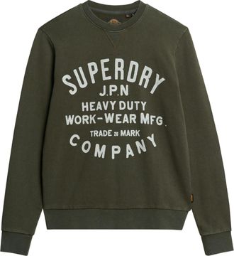 Superdry Herren Machined Goods Workwear Sweatshirt mit Rundhalsausschnitt Surplus Goods Olivgr&uuml;n XXL