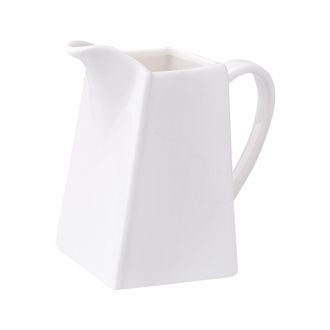 Ambition Milchkanne Porzellan 230 ml Kubiko Milchk&auml;nnchen wei&szlig; Sauciere mit Henkel eckig modern