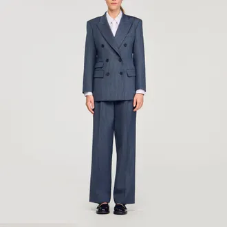 Sandro Gestreifter taillierter Blazer