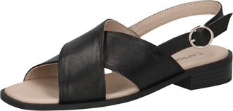 Caprice Damen Sandalen flach aus Leder Elegant, Schwarz (Black Nappa), 39 EU