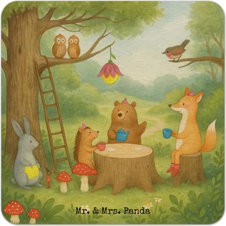 Mr. & Mrs. Panda Bierdeckel Waldtiere Picknick Design 25er Set - Geschenk, Maus, Hase, Igel, Lustige Spr&uuml;che, Wald, Fuchs, Gastgeschenk Hochzeit