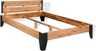 vidaXL vidaXL Cadre de lit sans matelas bois dacacia massif acier 152x203 cm