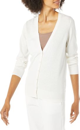 Amazon Essentials Damen Leichter Cardigan mit V-Ausschnitt (in Übergröße erhältlich), Elfenbein, XXL
