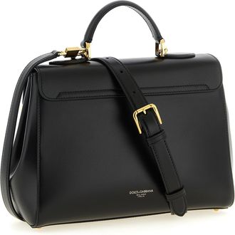 Dolce & Gabbana Marlene Calfskin Leather Top Handle Bag - Black