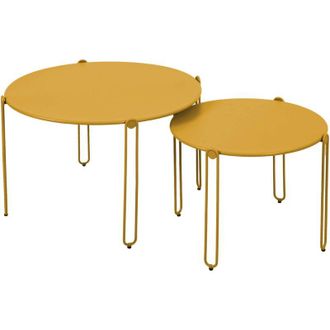 Oviala Lot de 2 tables basses gigognes de jardin jaune