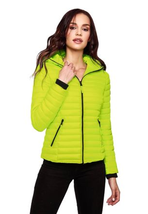 Navahoo Damen Übergangs Stepp Jacke mit Kapuze B348 [B348-Kimuk-Neon-Grün-Gr.M]