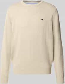 Fynch-Hatton Strickpullover aus reiner Baumwolle mit Logo-Stickerei