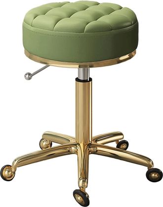 Generic Adjustable Rolling Work Stool Gold Hydraulic Swivel Chair with Stable Metal Base Comfortable Beauty Salon Stool for Esthetician Hairdresser Manicure (