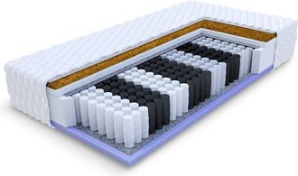 FDM Matratze 90x200 Taschenfederkern 7 Zonen Kokos H2 H3 voyager 24 cm Jersey Bezug