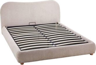 Best Mobilier Bestmobilier - Hugo - lit coffre - 160x200 cm - en velours texturé - beige