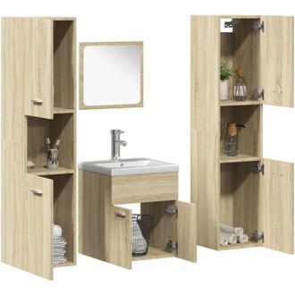 vidaXL vidaXL Ensemble de meubles de salle de bain 5 pcs chêne sonoma