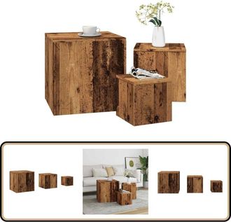 vidaXL Vidaxl - Beistelltische 3 Stk. Altholz-Optik Holzwerkstoff