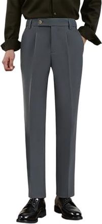Generic Pantalon de jogging pour homme - Couleur unie - L&acirc;che - Drap&eacute; - Style d&eacute;contract&eacute; - Pour le printemps et l&eacute;t&eacute;, gris, 32