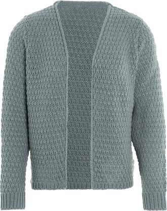 Knit Factory Becky Strickjacke - Kurzer Damen Strickjacke - Cardigan mit Wolle - Gestrickte Jacke in H&uuml;fth&ouml;he - Hochwertige Qualit&auml;t - Stone Green - 36/38