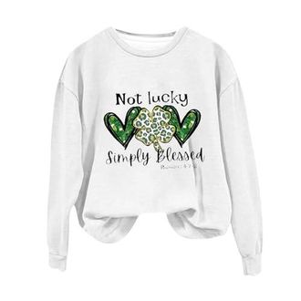 Generic Sweat à capuche à manches longues pour femme pour la Saint-Patrick - Motif trèfle vert - Pull décontracté tendance - Cadeaux de vacances, 5 - Blanc, X