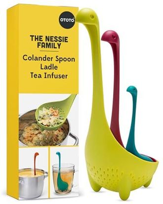 OTOTO Design Nessie louche dinosaure - infuseur &agrave; th&eacute;, louche &agrave; soupe et passoire - accessoires de cuisine, cadeaux de cuisine, gadgets de cuisine amusants