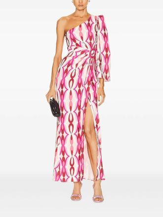 PatBo one-shoulder patterned maxi dress - Rose