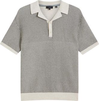 Ted Baker Gregry Polohemd Aus Naturfarbenem Strick Mit Kleinen Stichen