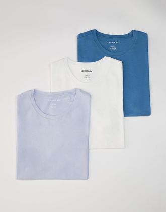 Lacoste Lot de 3 t-shirts confort - Bleu marine, bleu et blanc-Multicolore